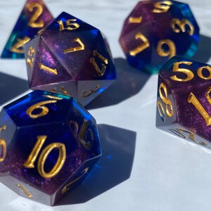 Anarchic Aether Dice Set for Dnd 7 Piece Sharp Edge Resin Dice Set ...