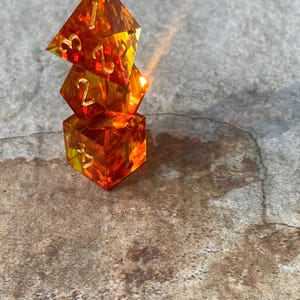 Flames of the Pyromancer - Sharp Dnd Dice - Clear - Handmade Resin Dice ...