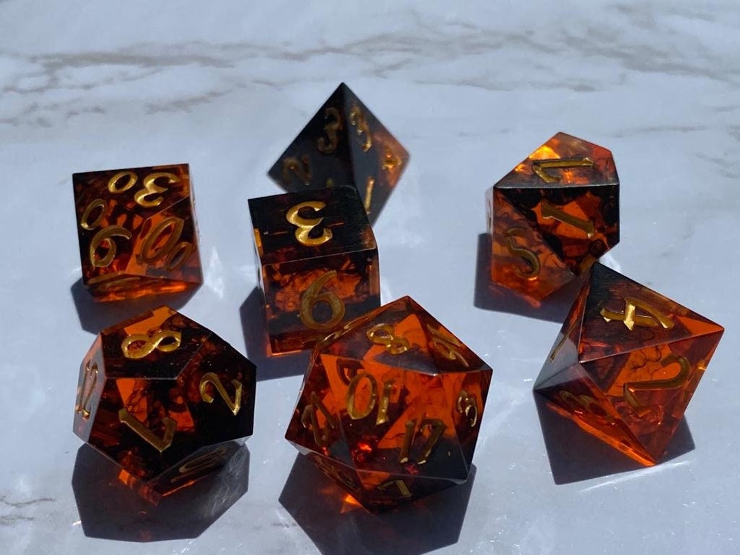 Nightmare Dice Set for Dnd 7 Piece Sharp Edge Resin Dice Set, Handmade ...