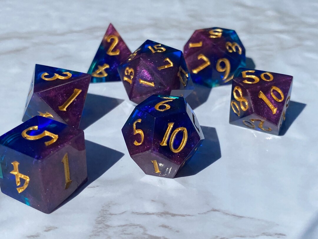 Anarchic Aether Dice Set for Dnd 7 Piece Sharp Edge Resin Dice Set ...