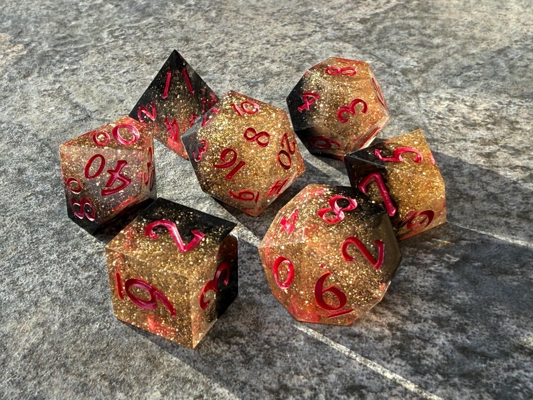 Cleric's Dark Side - Sharp Dnd Dice - Glitter - Handmade Resin Dice Set ...