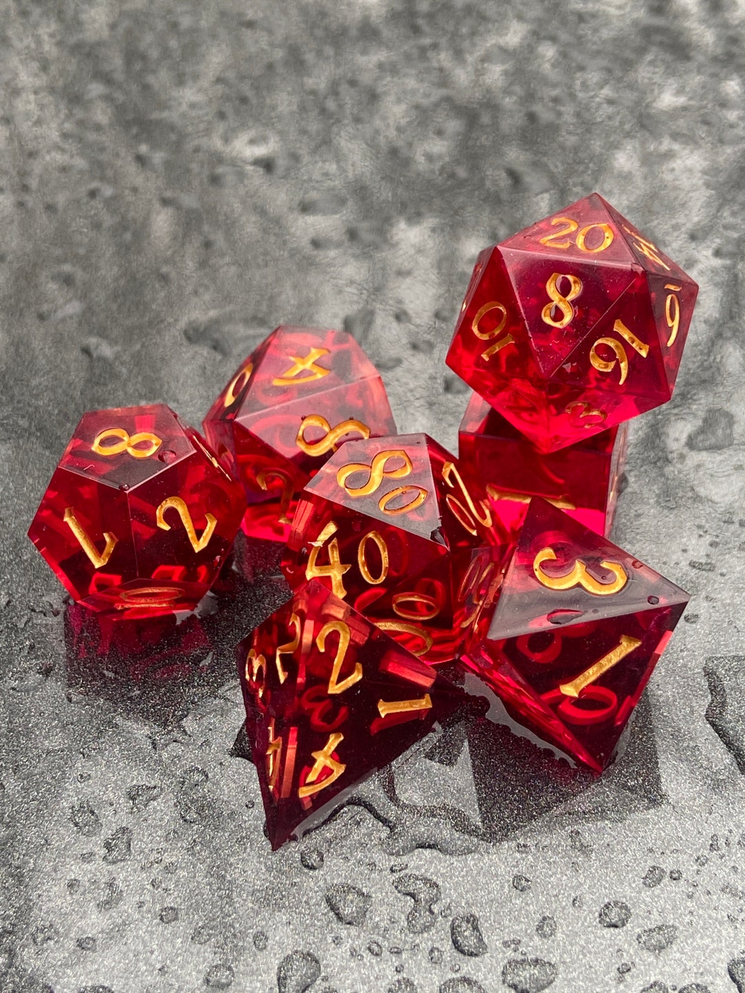 King's Ruby - Sharp Dnd Dice - Clear - Handmade Resin Dice Set for ...