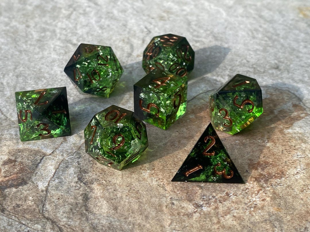 Dervish Springstep - Sharp Dnd Dice - Foil - Handmade Resin Dice Set ...