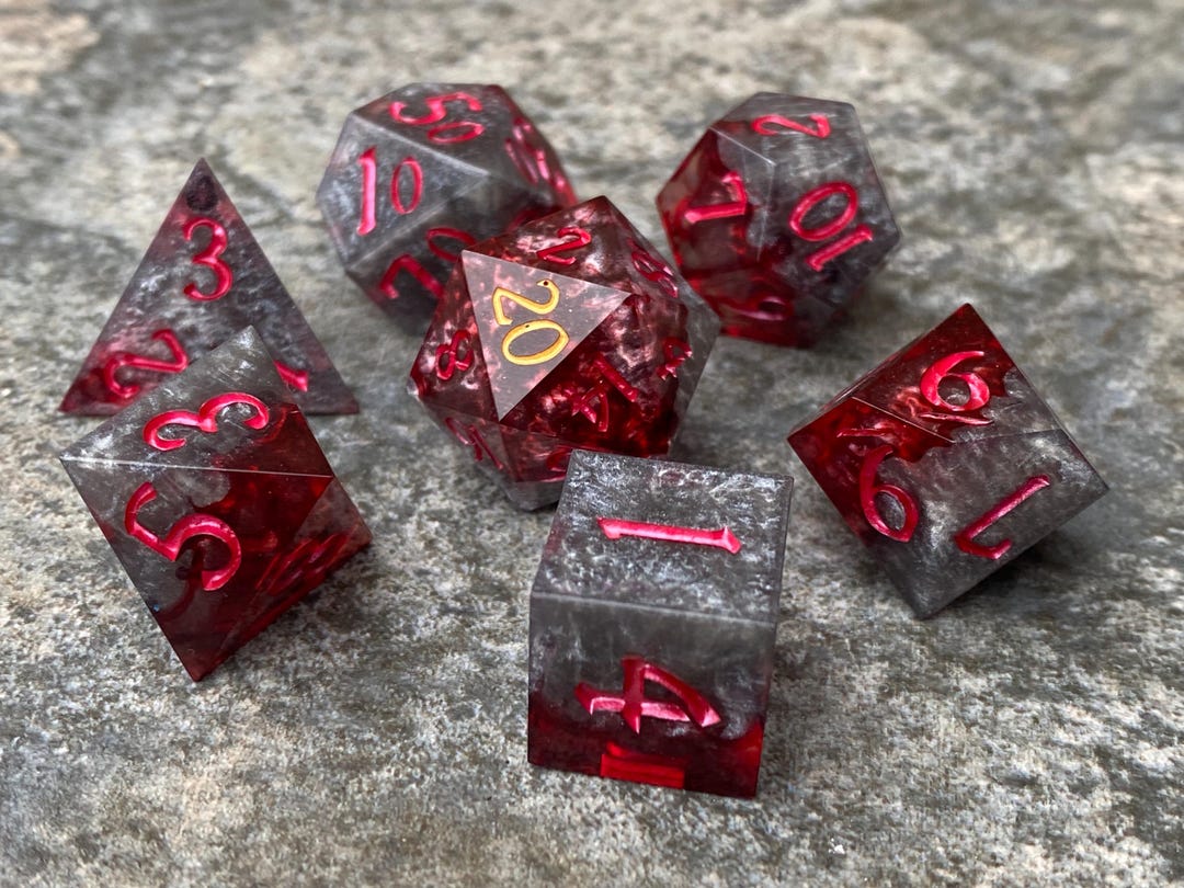 Barbarian's Blade - Sharp Dnd Dice - Drip - Handmade Resin Dice Set for ...