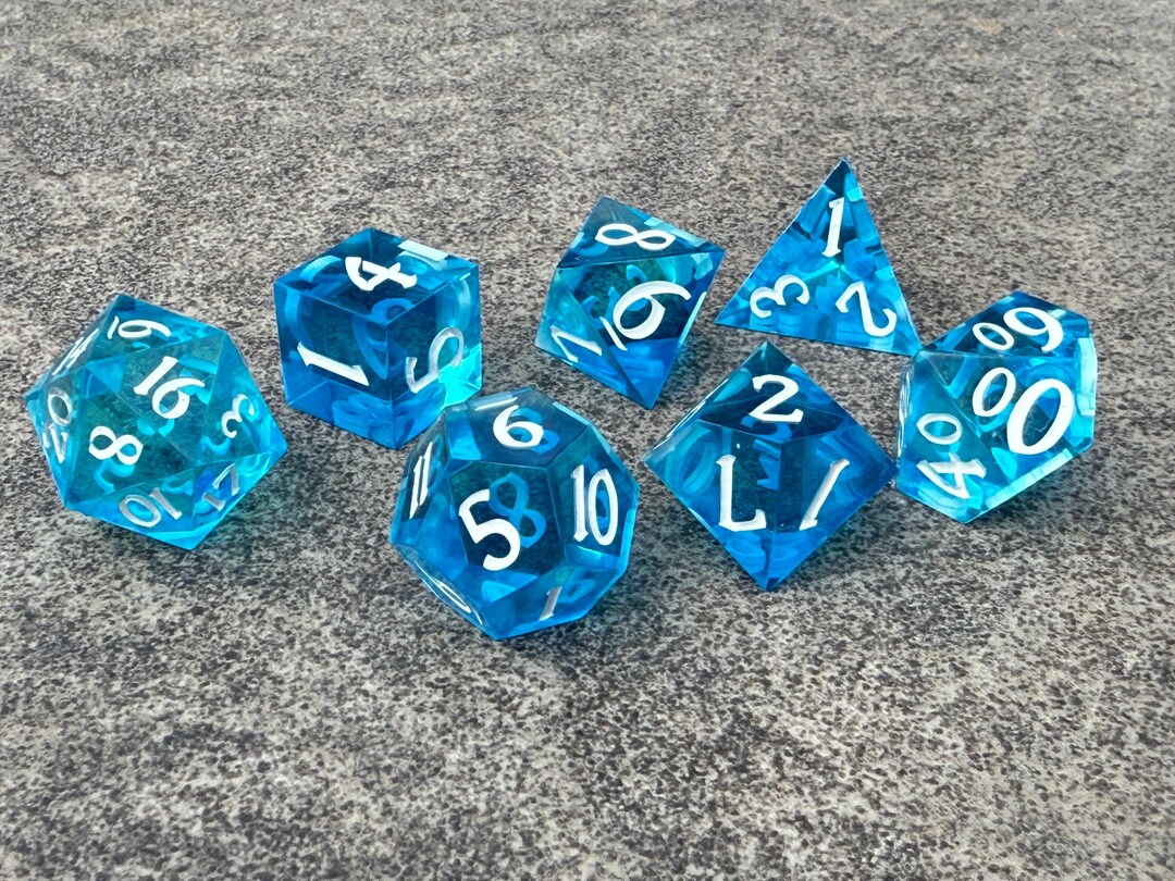 Deep Freeze - Sharp Dnd Dice - Clear - Handmade Resin Dice Set for ...