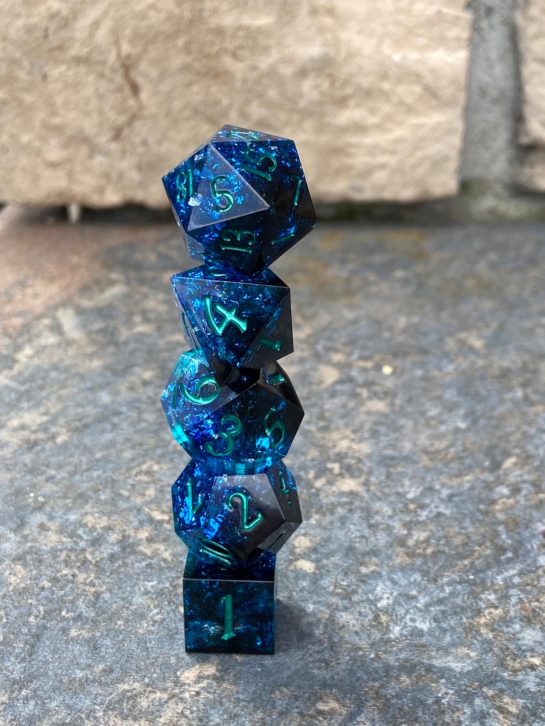 Indigo Eruption - Sharp Dnd Dice - Foil - Handmade Resin Dice Set for ...