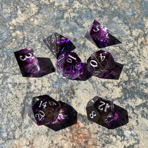 Malignant Midnight - Sharp Dnd Dice - Clear - Handmade Resin Dice Set ...