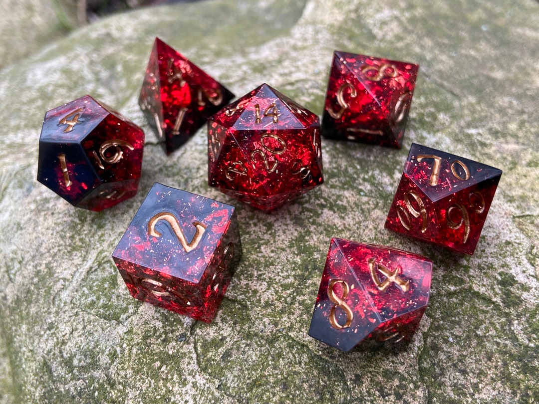 Dragon's Heart - Sharp Dnd Dice - Foil - Handmade Resin Dice Set for ...