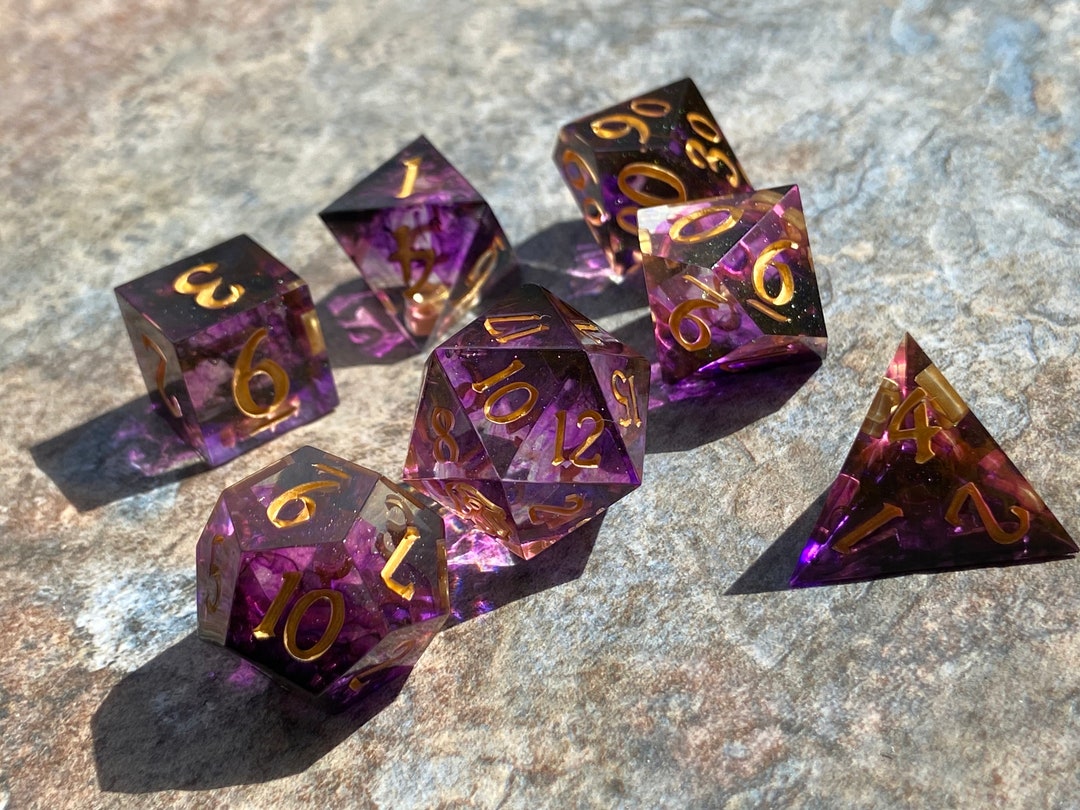 Malignant Midnight - Sharp Dnd Dice - Clear - Handmade Resin Dice Set ...