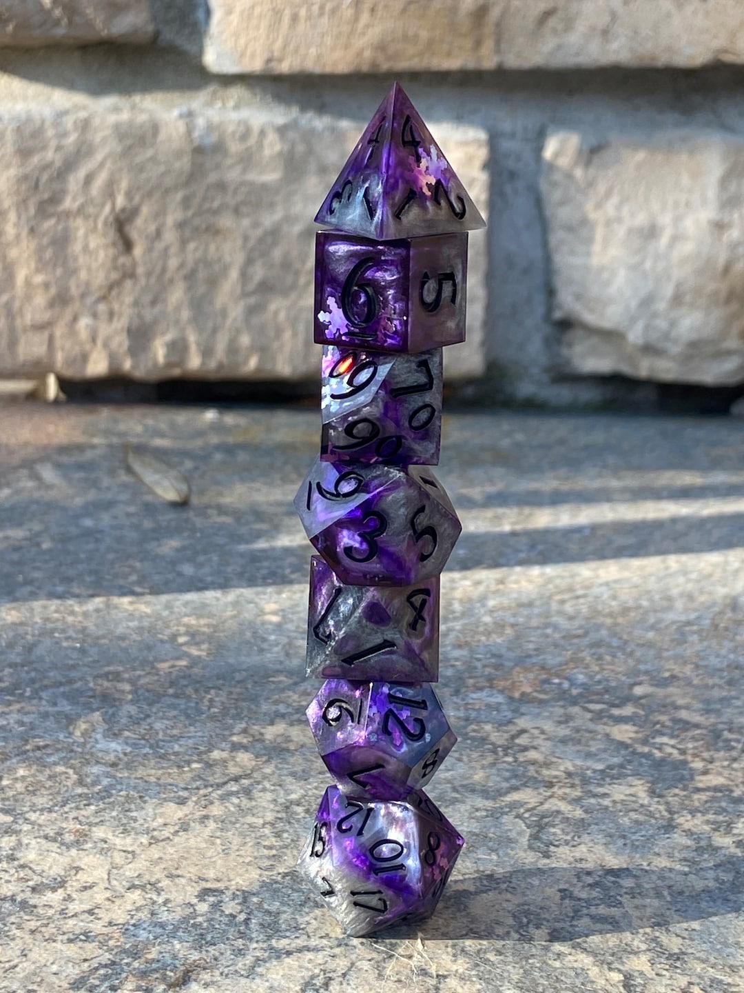 Sossal Frostbite Dice Set for Dnd 7 Piece Sharp Edge Resin Dice Set, Handmade, Custom RPG Dice ...