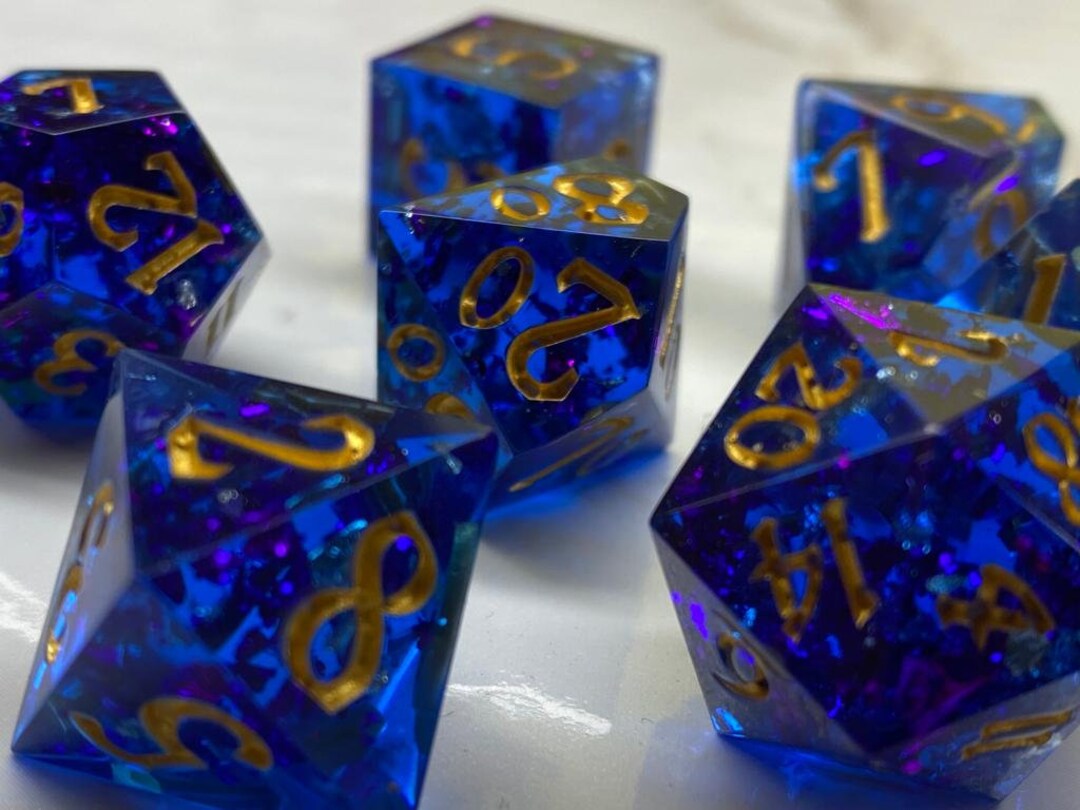 Celestial Crystal Dice Set for Dnd 7 Piece Sharp Edge Resin Dice Set ...