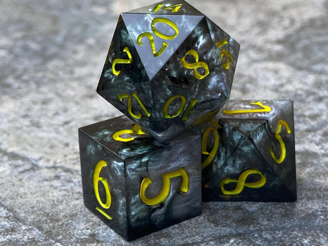 Darksteel Edge - Sharp Dnd Dice - Drip - Handmade Resin Dice Set for ...