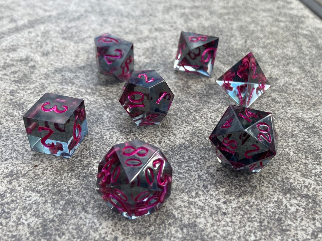 Zon-kuthon's Shadow Dice Set for Dnd 7 Piece Sharp Edge Resin Dice Set ...