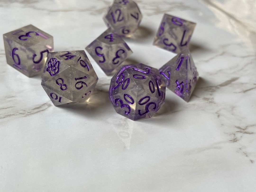 Smoke and Mirrors Dice Set for Dnd 7 Piece Sharp Edge Resin - Etsy