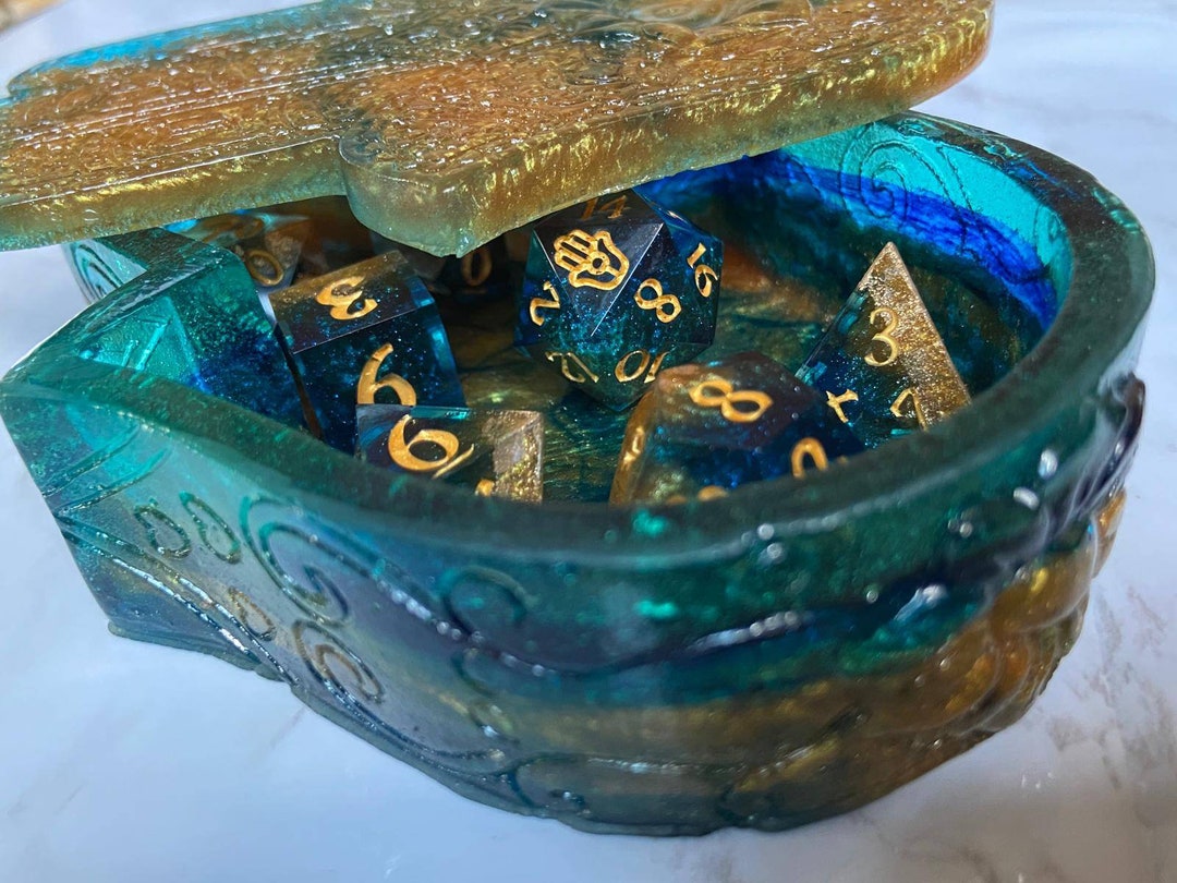 Hamsa Hand Dice Box - Hand-made Resin-cast Dice Box for Tabletop Gaming ...