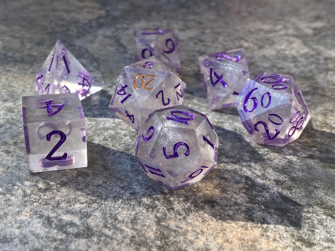 Smoke and Mirrors - Sharp Dnd Dice - Glitter - Handmade Resin Dice Set ...