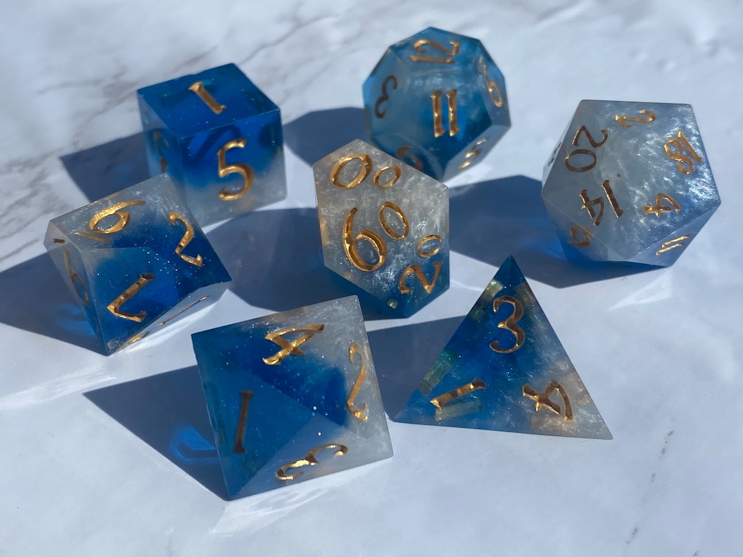Icewind Dice Set for Dnd 7 Piece Sharp Edge Resin Dice Set - Etsy