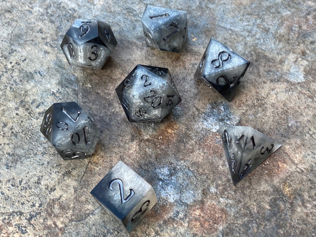 Cosmic Omen - Sharp Dnd Dice - Clear Opaque - Handmade Resin Dice Set ...