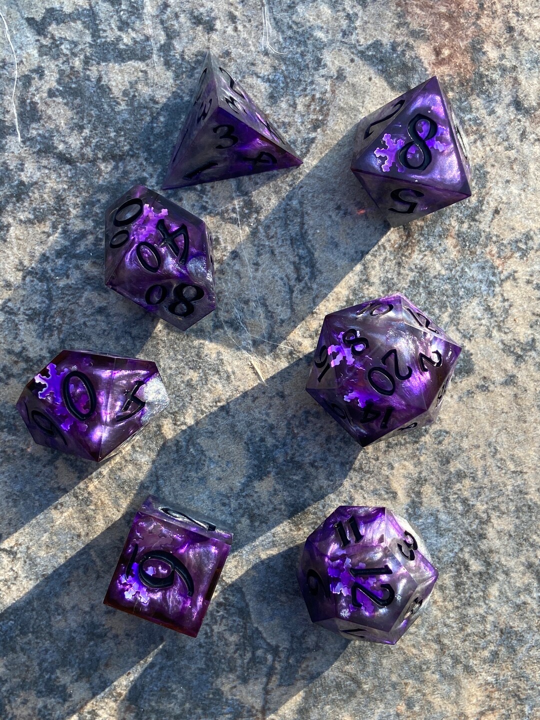 Sossal Frostbite Dice Set for Dnd 7 Piece Sharp Edge Resin Dice Set ...
