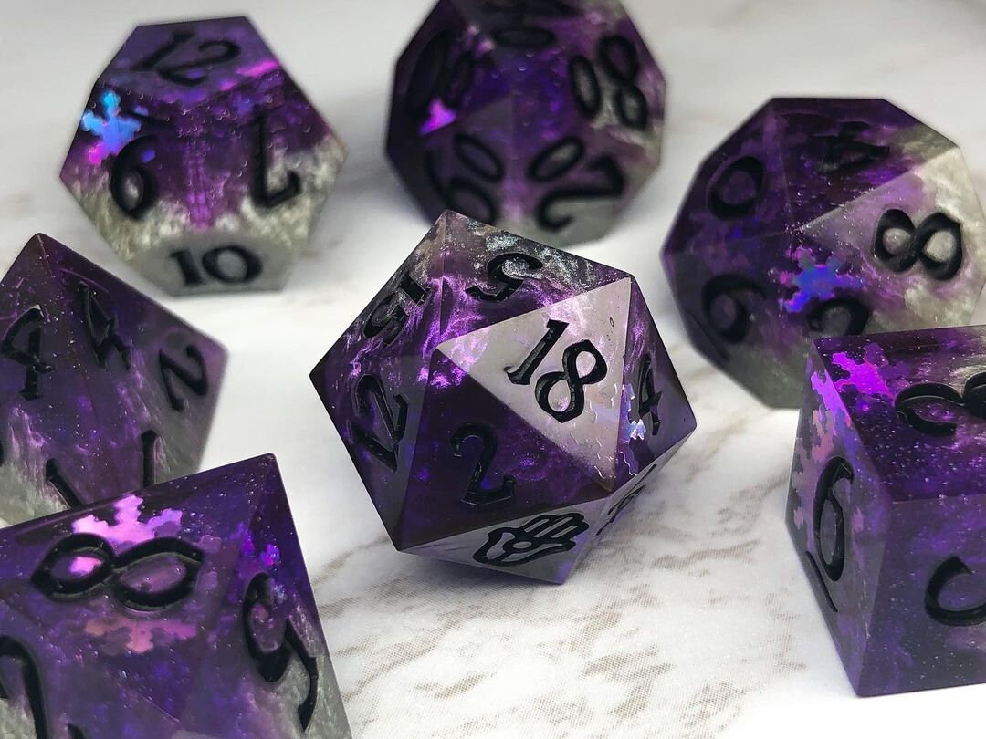 Sossal Frostbite Dice Set for Dnd 7 Piece Sharp Edge Resin Dice Set, Handmade, Custom RPG Dice ...