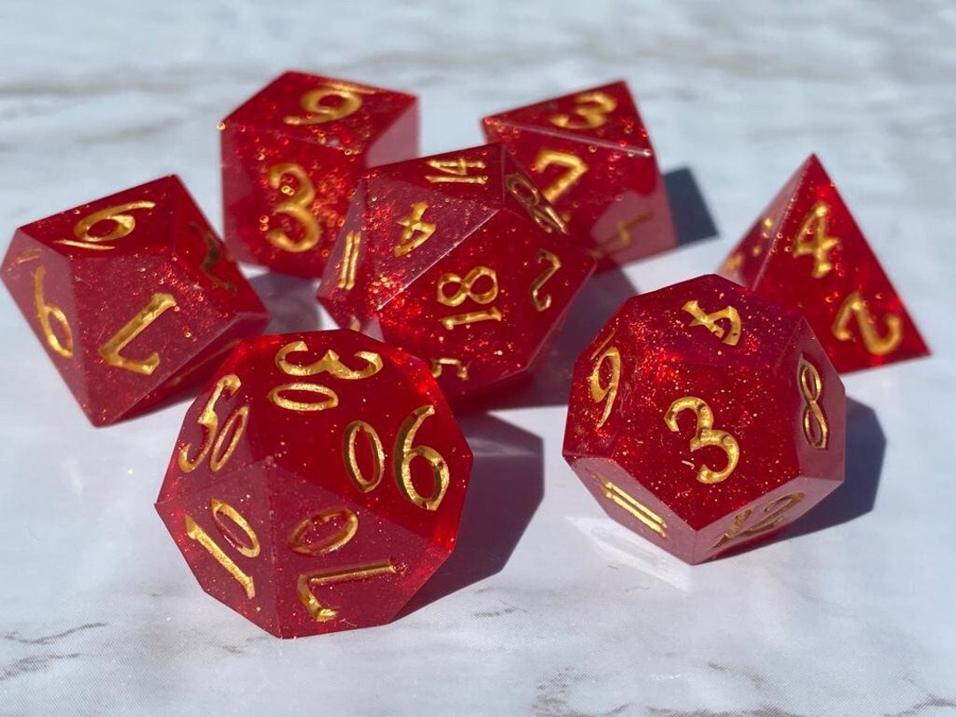 Salamander Skin - Sharp Dnd Dice - Glitter - Handmade Resin Dice Set ...