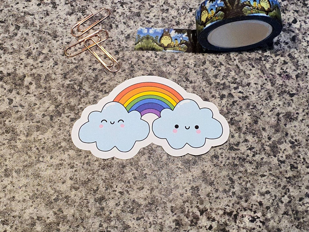 Rainbow and Clouds Sticker, Planner Sticker, Large Vinyl Sticker - Etsy