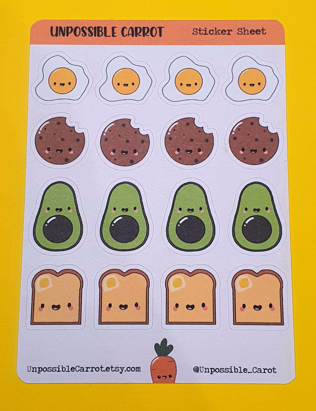 Food sticker sheet. Kawaii journal stickers | Etsy