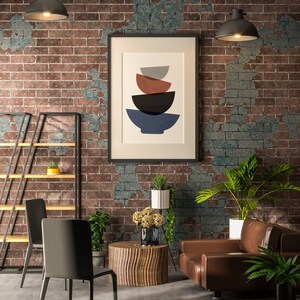 Mid Century Modern Printable Wall Art Navy Brown Gray Geometric ...