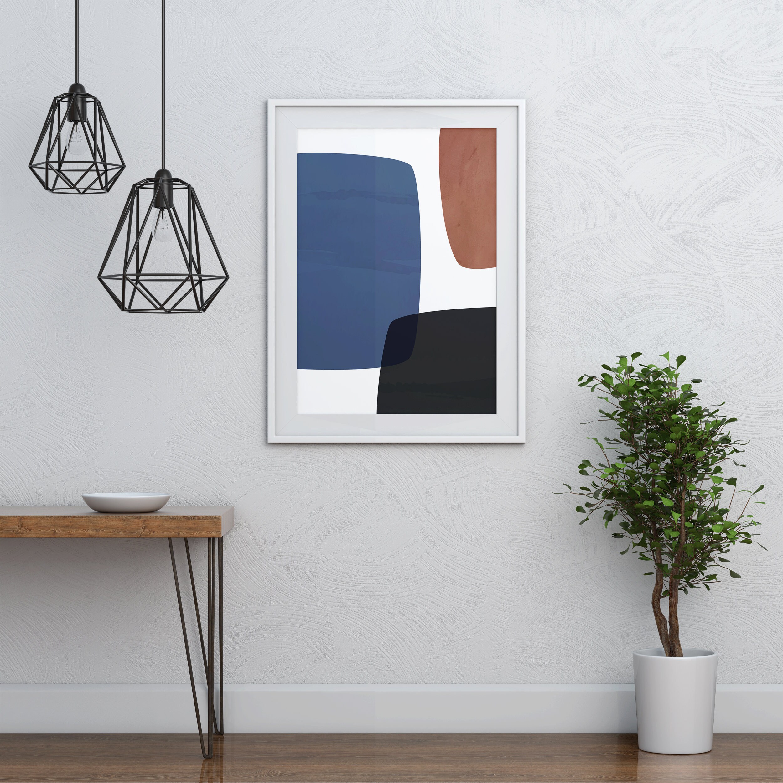 Mid Century Modern Printable Wall Art Navy Brown Gray Geometric ...