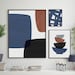 Set of 3 Mid Century Modern Printable Wall Art Navy Brown Gray - Etsy