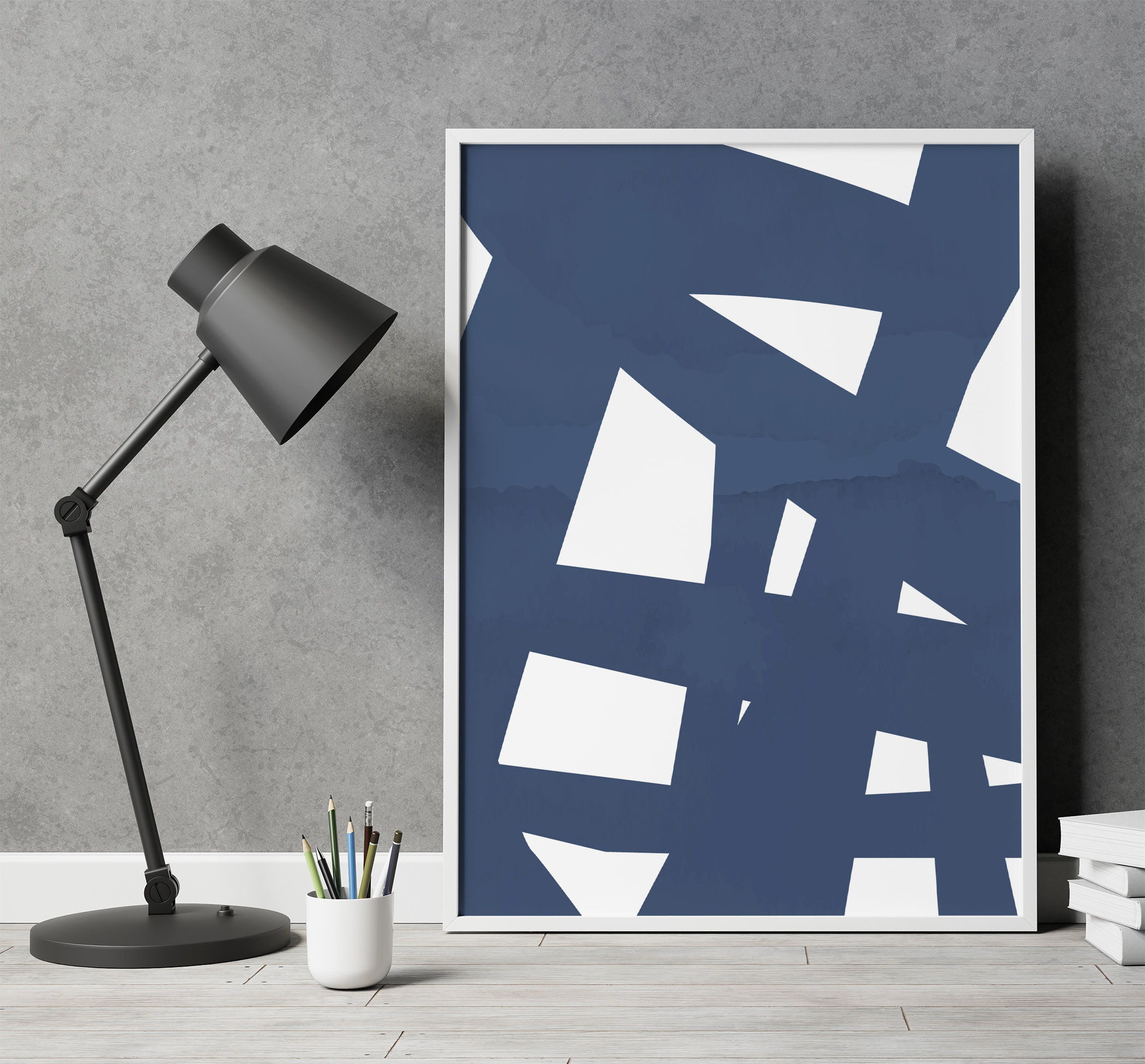 Set of 3 Mid Century Modern Printable Wall Art Navy Brown Gray - Etsy