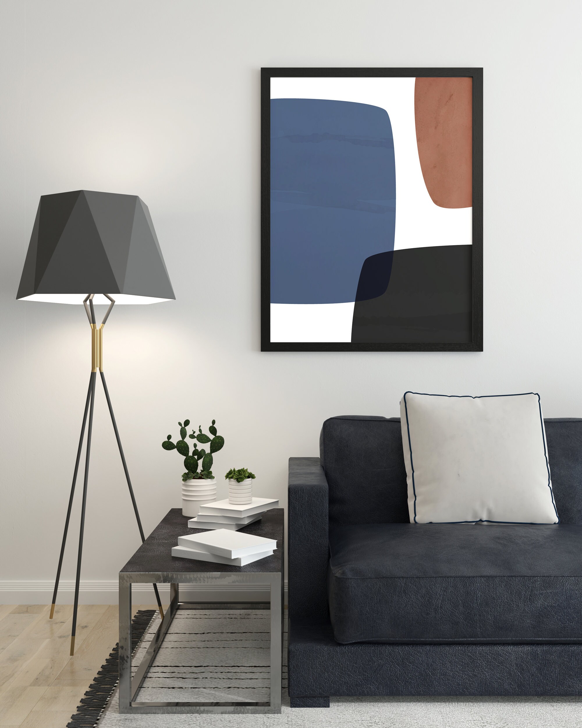 Mid Century Modern Printable Wall Art Navy Brown Gray Geometric ...