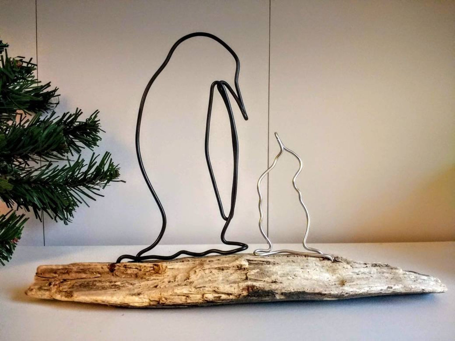 Handmade Wire Penguins on Driftwood: Personalised Gifts for Penguin ...