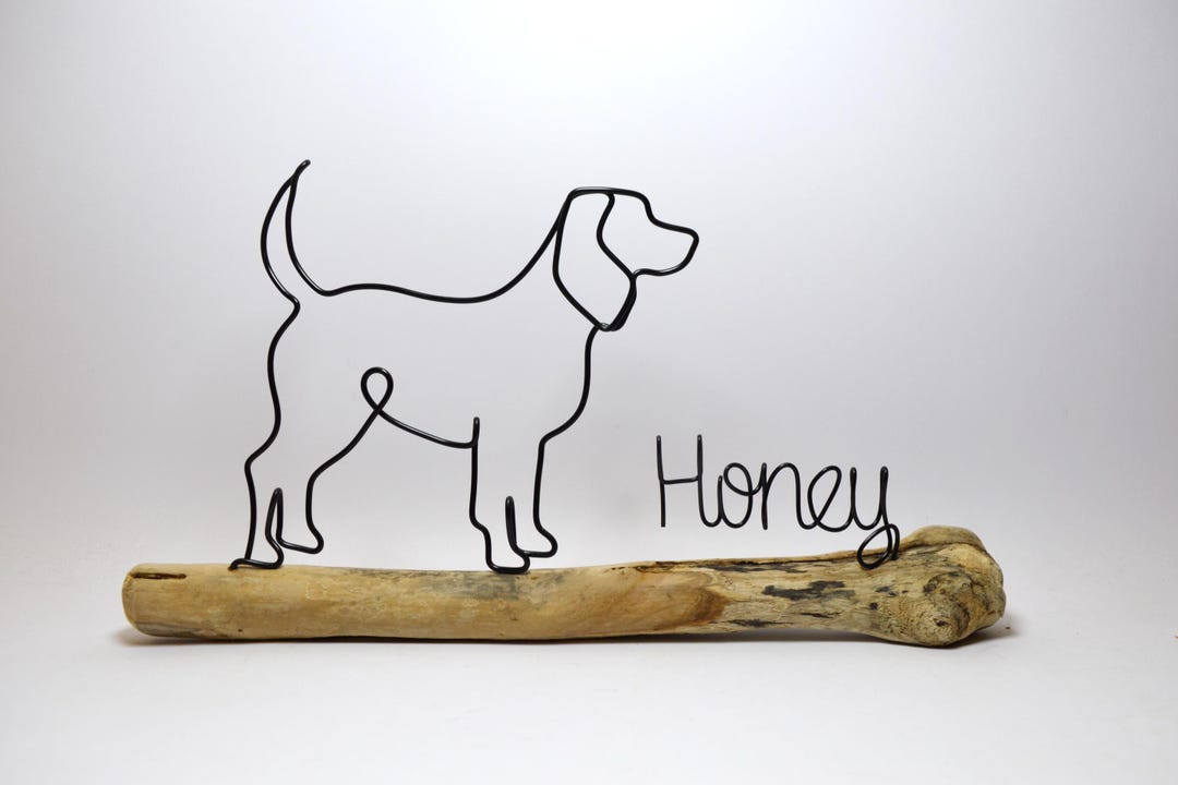 Handmade Wire Beagle on Driftwood, Home Decor, Dog Gifts, Wire Art ...