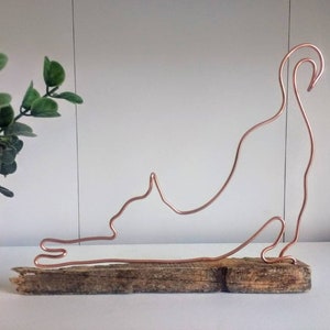 Handmade Wire Cat on Driftwood, Home Decor, Cat Gifts, Wire Art ...