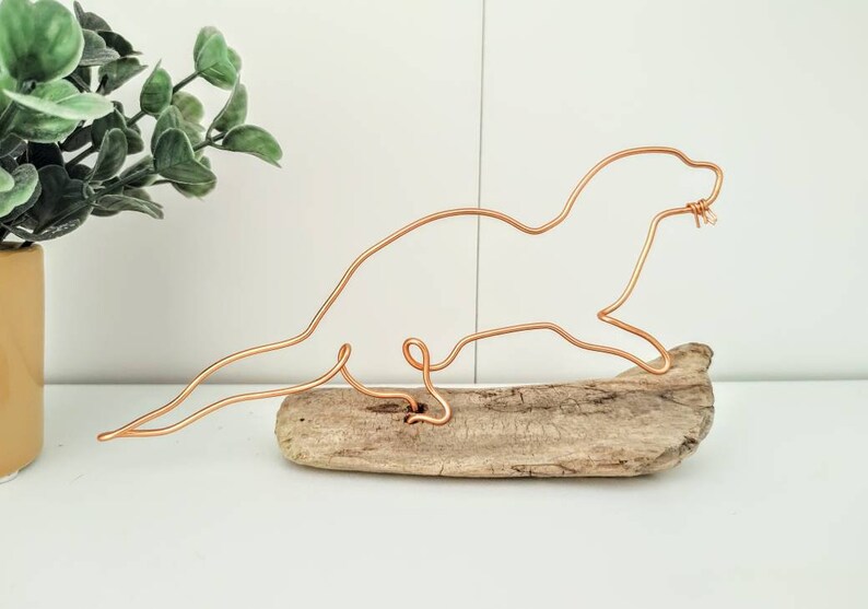 Handmade Wire Otter on Wood: Personalised Gift for Otter Lovers - Etsy UK