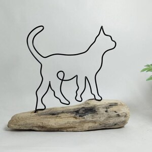 Handmade Wire Cat on Driftwood, Home Decor, Cat Gifts, Wire Art ...