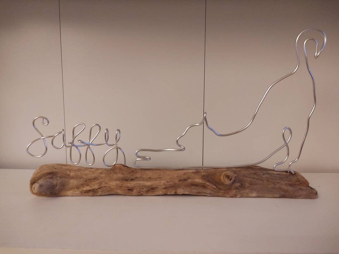 Handmade Wire Cat on Driftwood Home Decor Cat Gifts Wire | Etsy