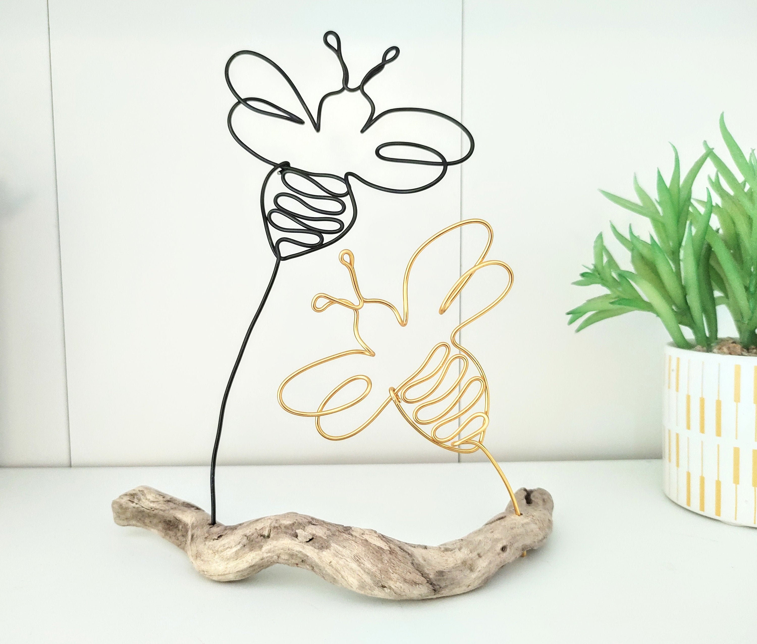 Handmade Wire Bees on Driftwood Home Decor Bee Gifts Wire - Etsy UK