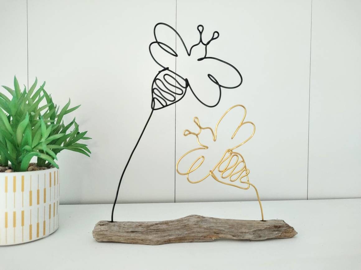 Handmade Wire Bees on Driftwood Home Decor Bee Gifts Wire - Etsy UK