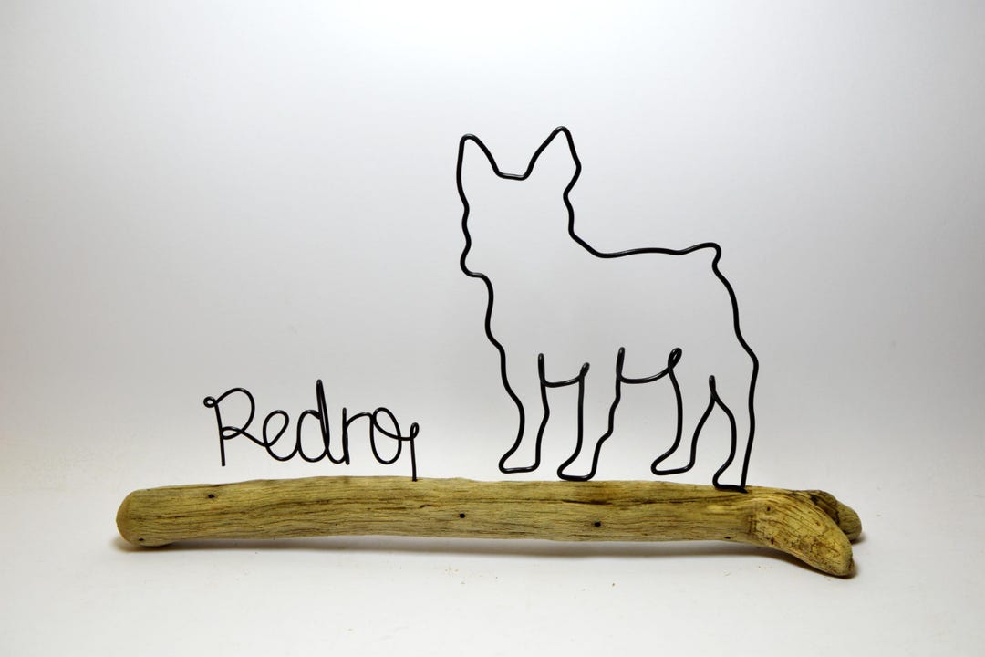 Handmade Wire French Bulldog / Frenchie on Wood, Home Decor, Dog Gifts ...