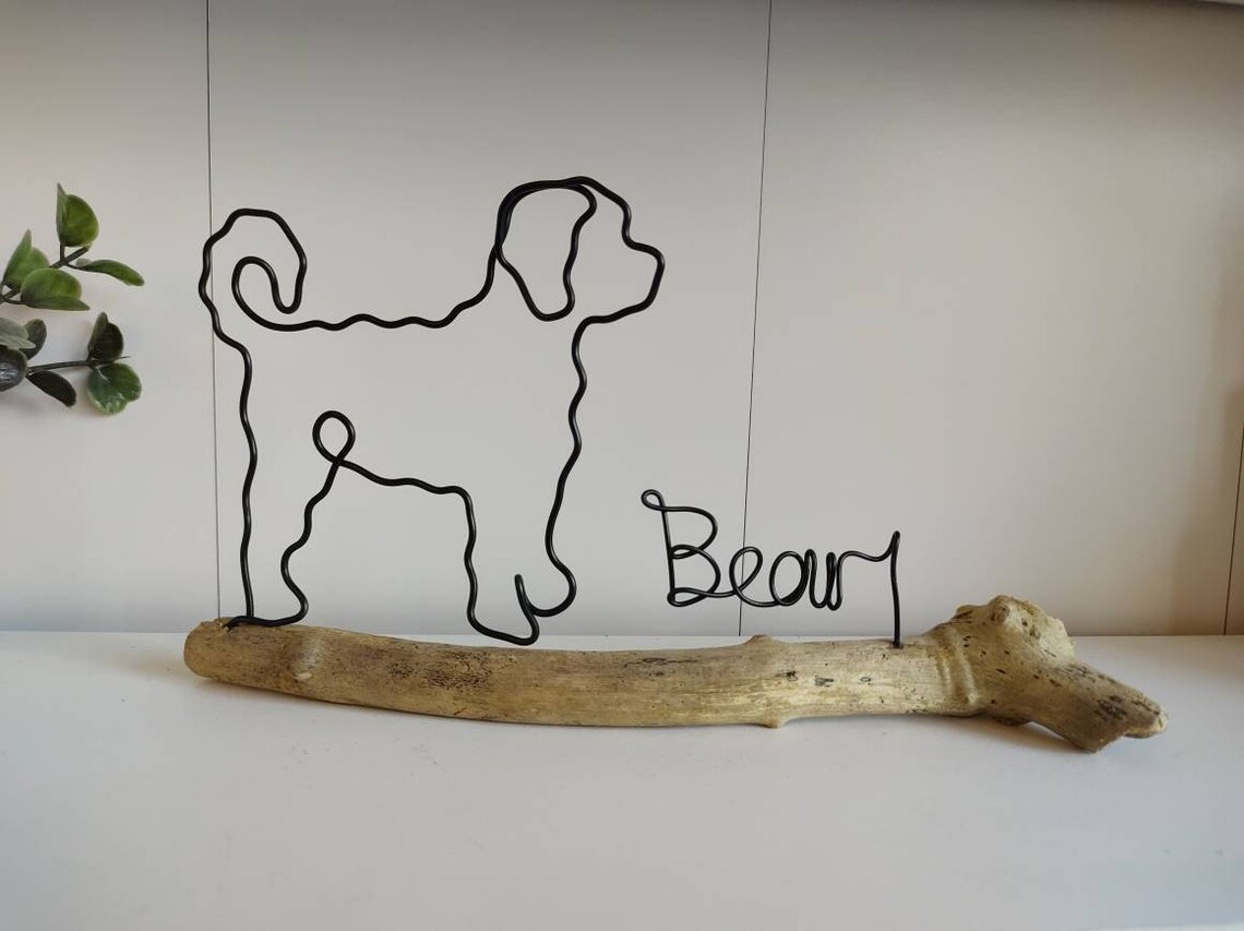 Handmade Wire Labradoodle on Wood Home Decor Dog Gifts Wire - Etsy UK