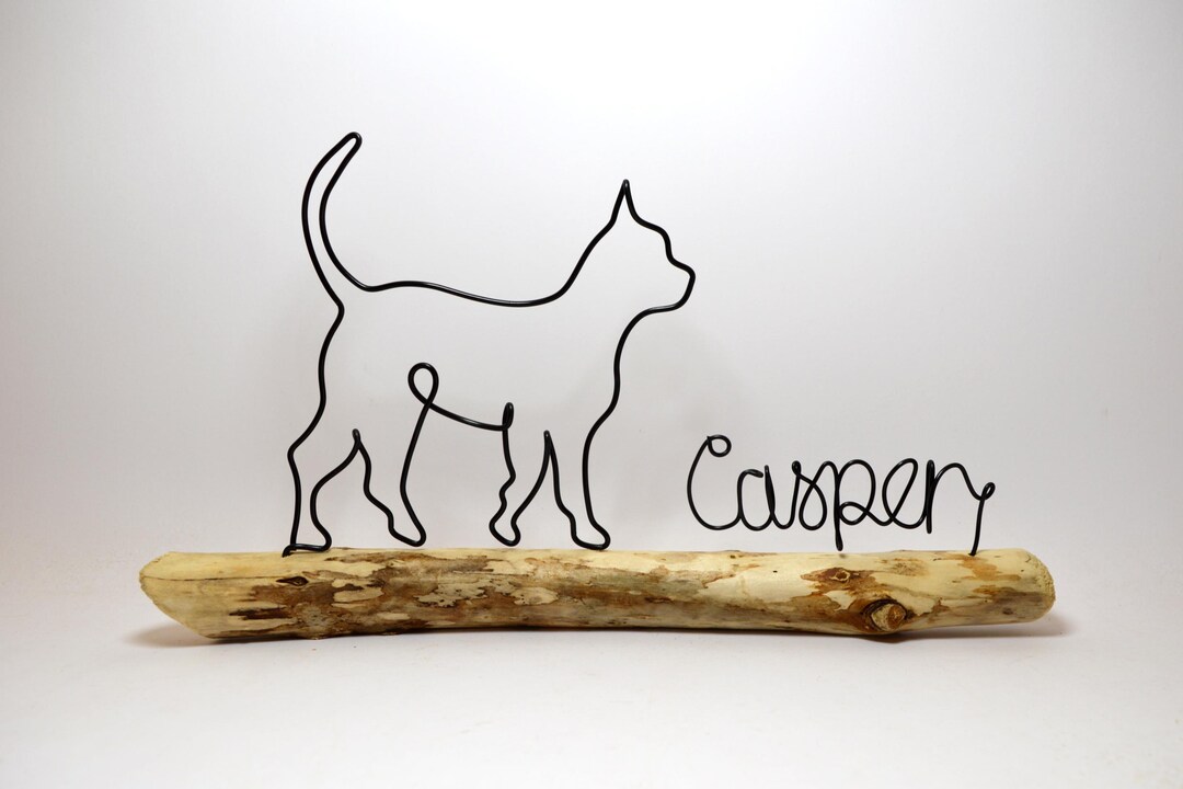 Handmade Wire Cat on Driftwood, Home Decor, Cat Gifts, Wire Art ...