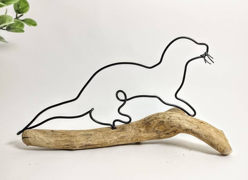 Handmade Wire Otter on Wood: Personalised Gift for Otter Lovers - Etsy UK