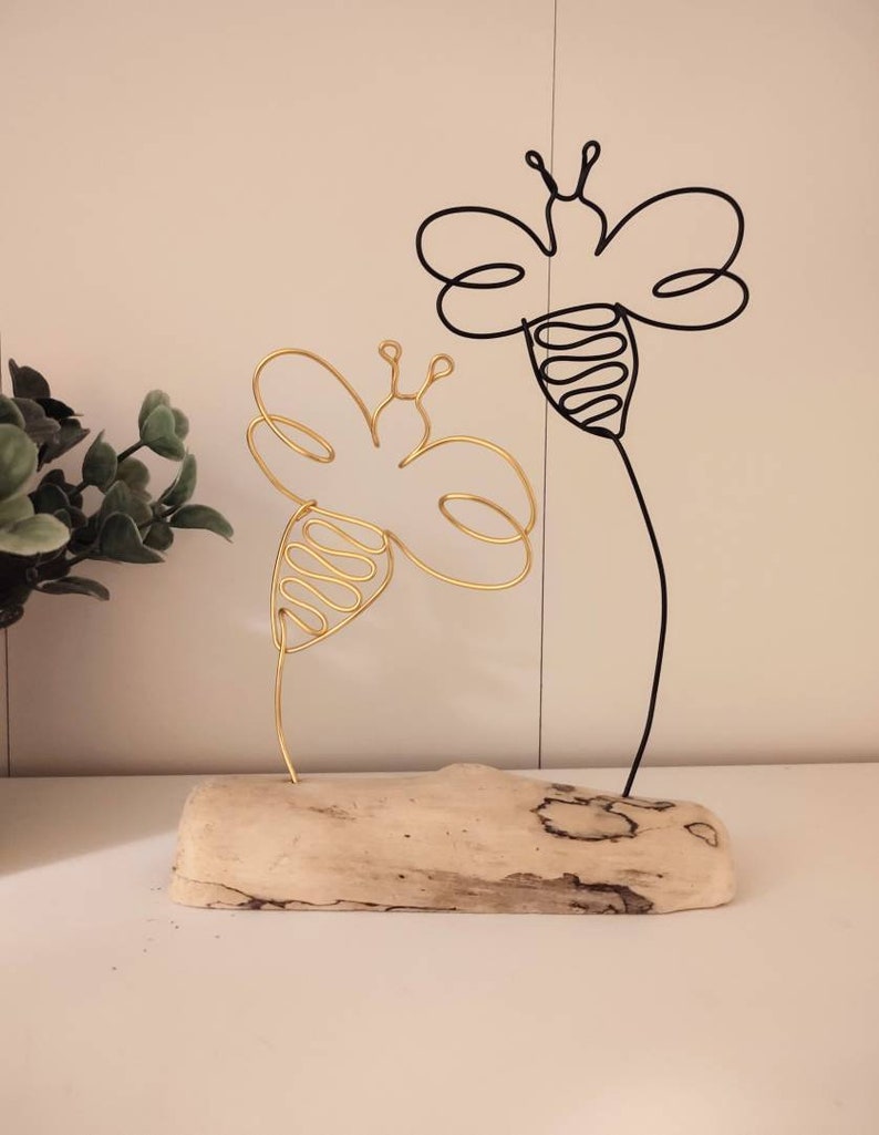 Handmade Wire Bees on Driftwood Home Decor Bee Gifts Wire - Etsy UK