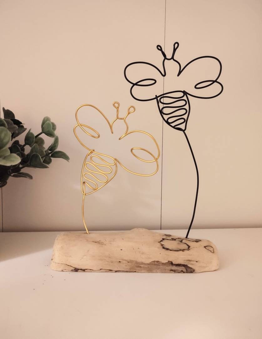 Handmade Wire Bees on Driftwood Home Decor Bee Gifts Wire - Etsy UK