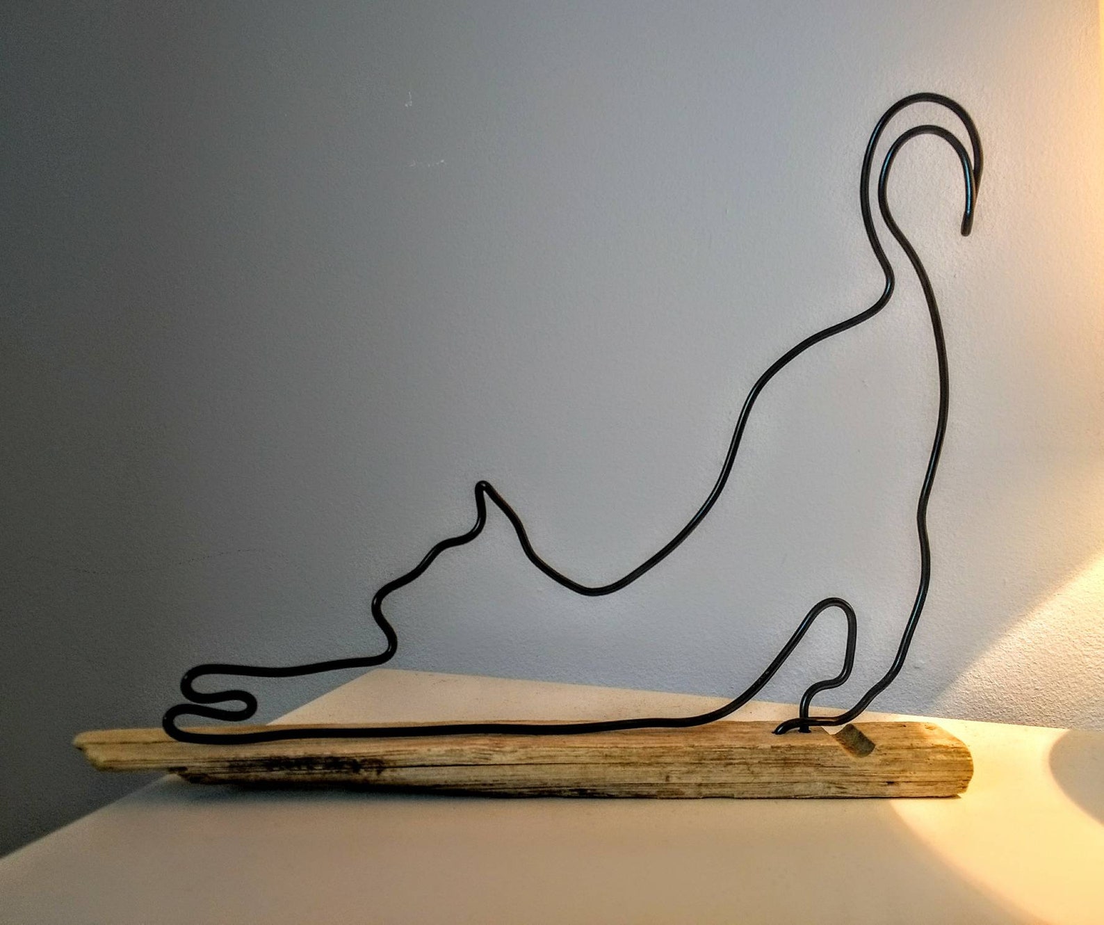 Handmade Wire Cat on Driftwood Home Decor Cat Gifts Wire | Etsy