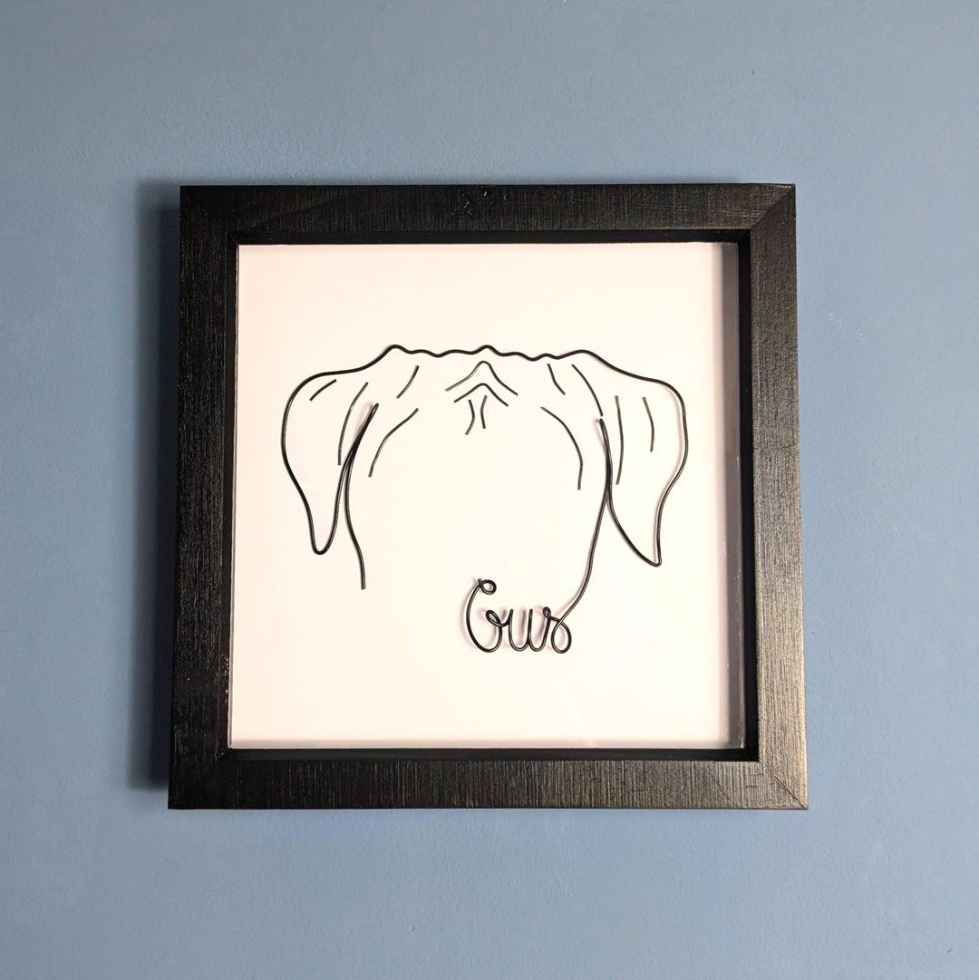 Custom Wire Boxer Pet Portrait Ears: Framed Gifts for Dog Lovers - Etsy