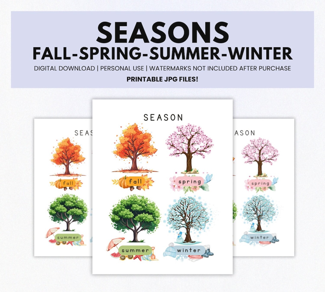 Season Chart Printable, Kids Wall Art, Homeschool Printable for Kids ...