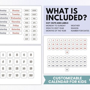 Daily Calendar Printable, My Calendar for Kids, Kids Planner Printable ...